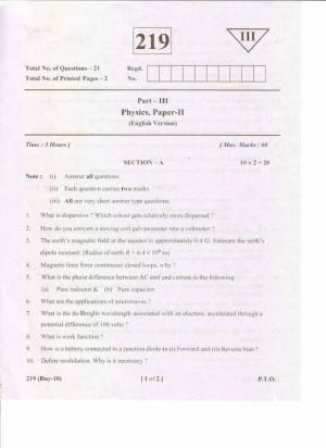 AP Inter 2nd Year Physics-II (EM) May-2019-General Question Paper ...