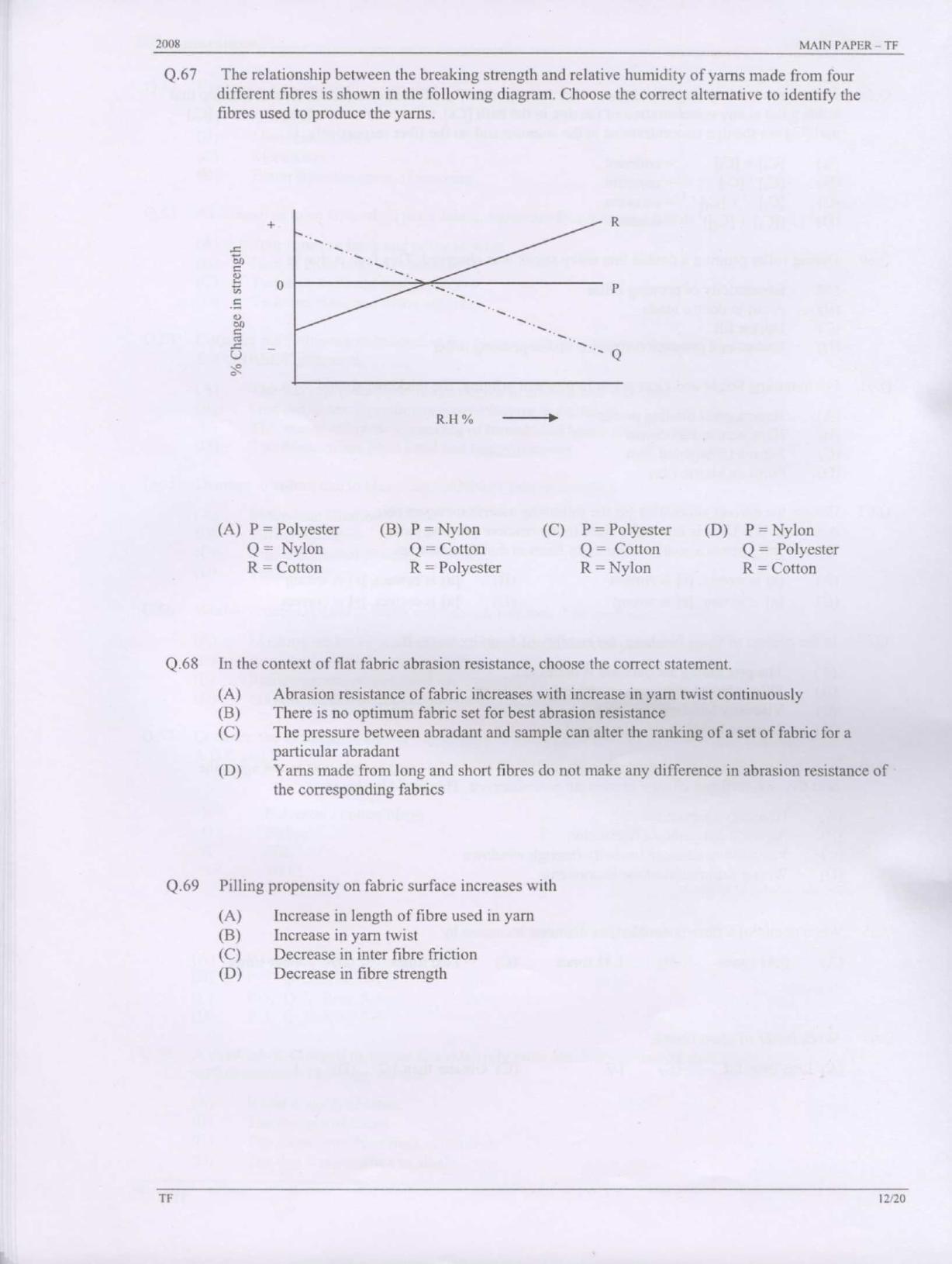 GATE 2008 Textile Engineering and Fibre Science (TF) Question Paper ...