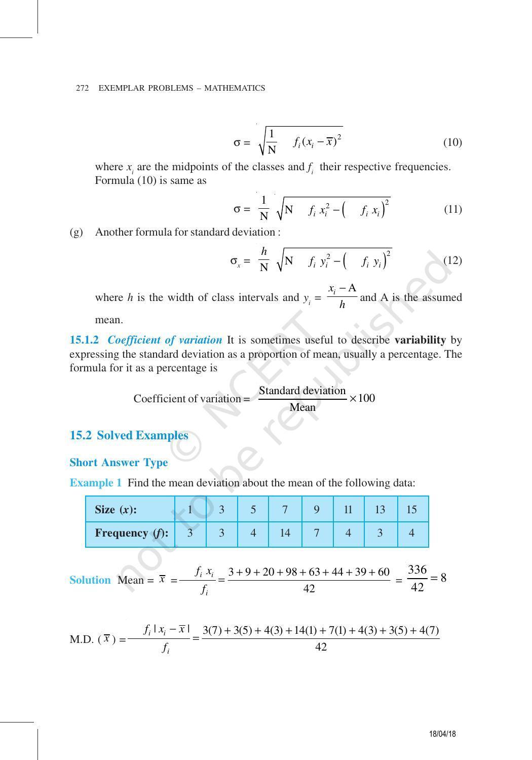 NCERT Exemplar Book for Class 11 Maths Chapter 15 Statistics