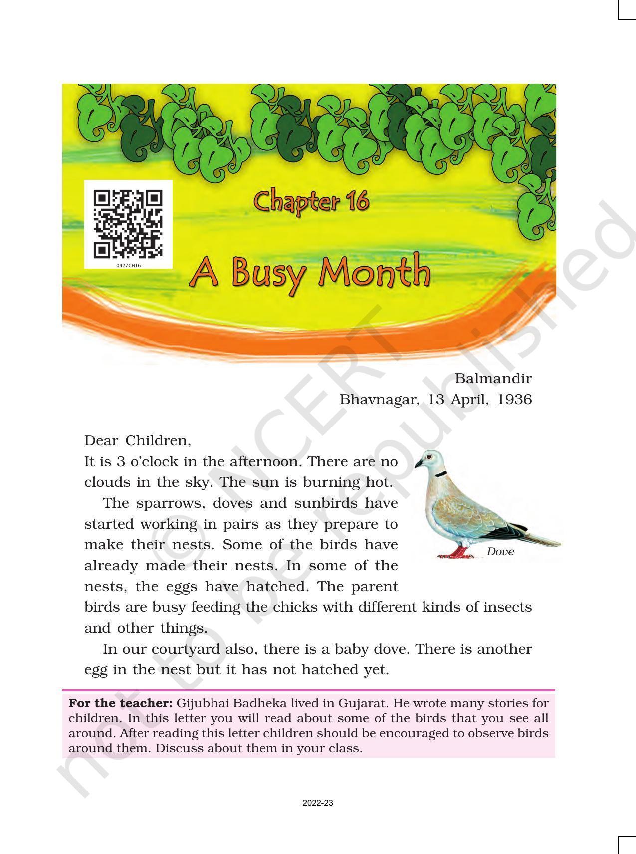 NCERT Book for Class 4 EVS Chapter 16 A busy Month - IndCareer Schools