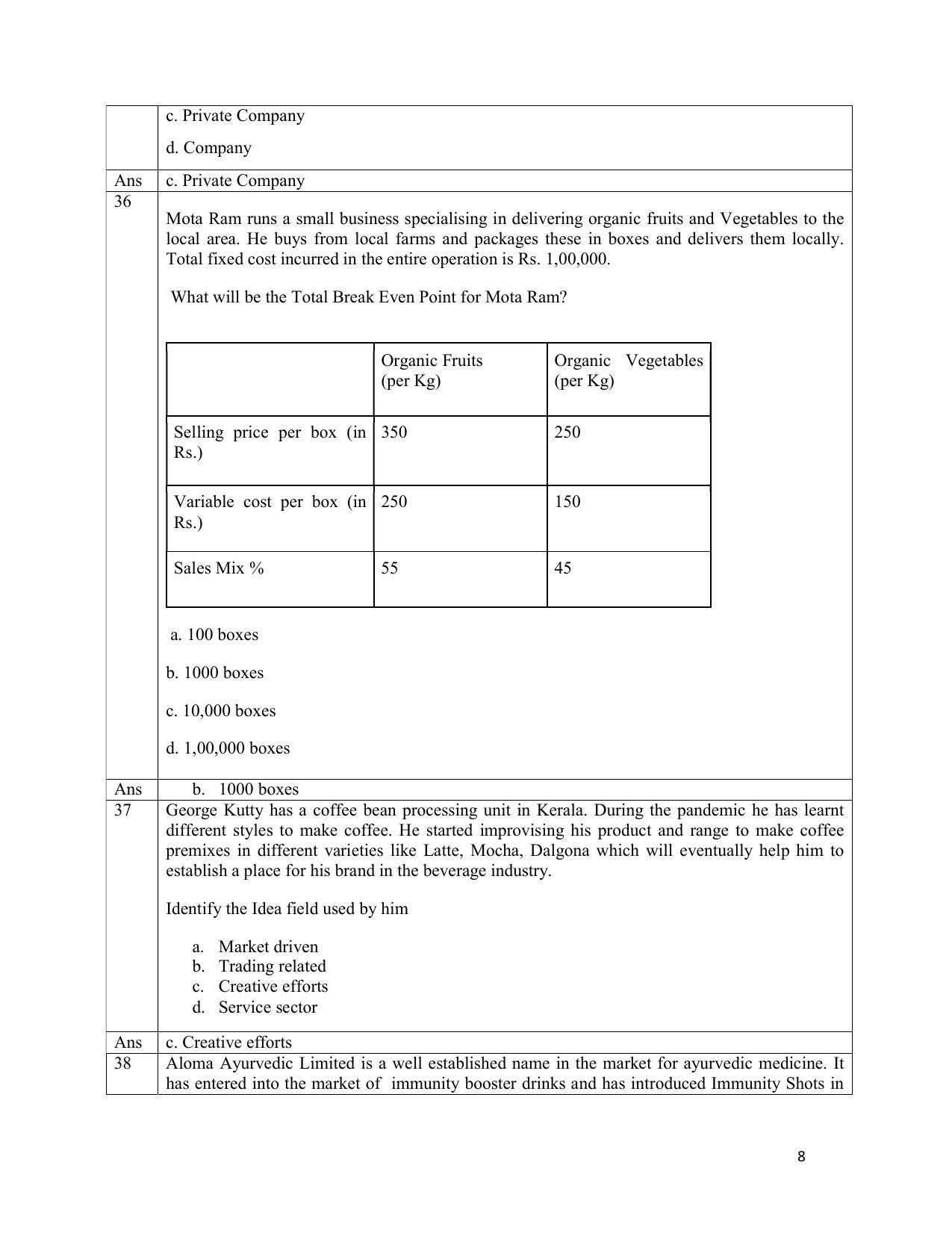 CBSE Class 12th Entrepreneurship Sample Question Paper Answer Key 2021 cbse-class-12th-entrepreneurship-sample-question-paper-answer-key-2021