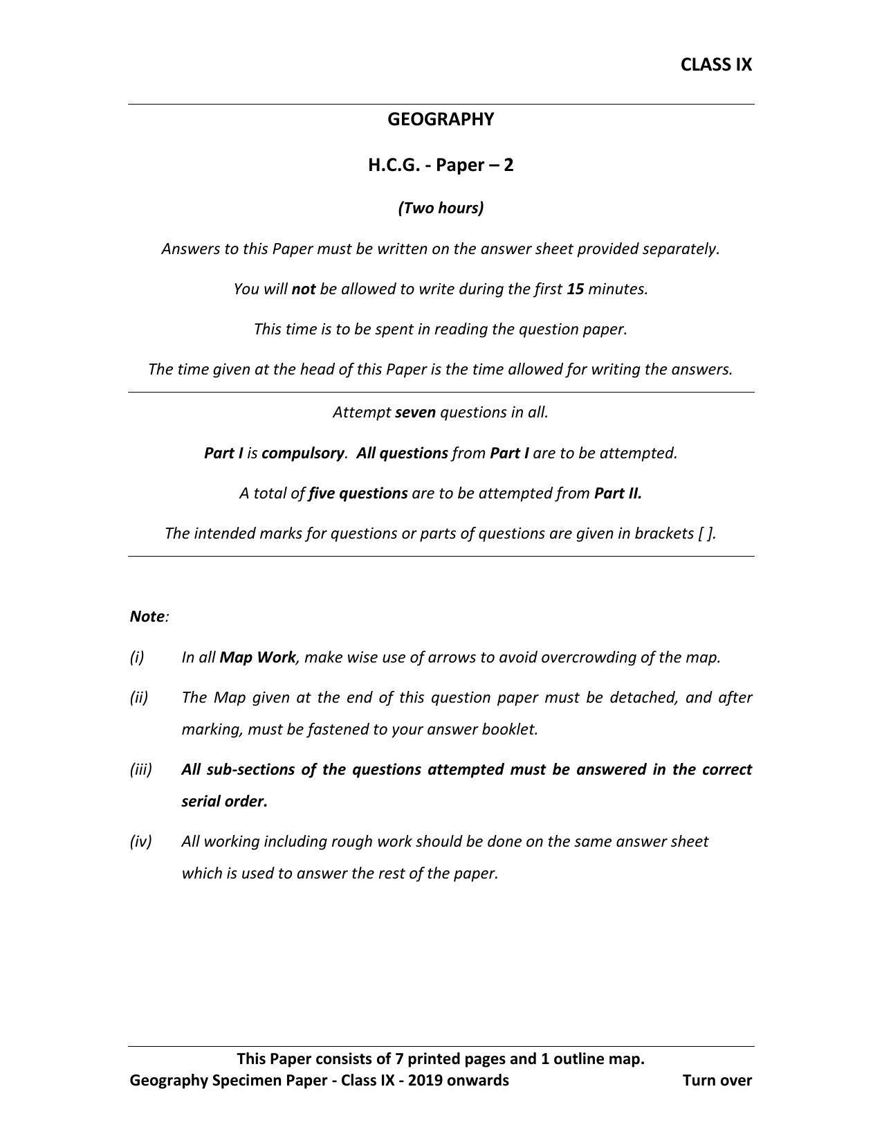 ICSE Class 9 Geography Sample Paper - IndCareer Schools ICSE Class 9 Geography Sample Paper - IndCareer Schools