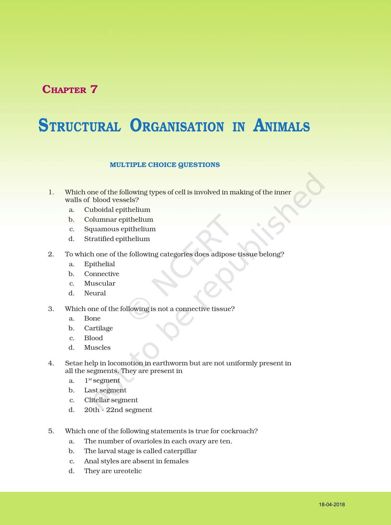 NCERT Exemplar Book for Class 11 Biology Chapter 7 Structural ...