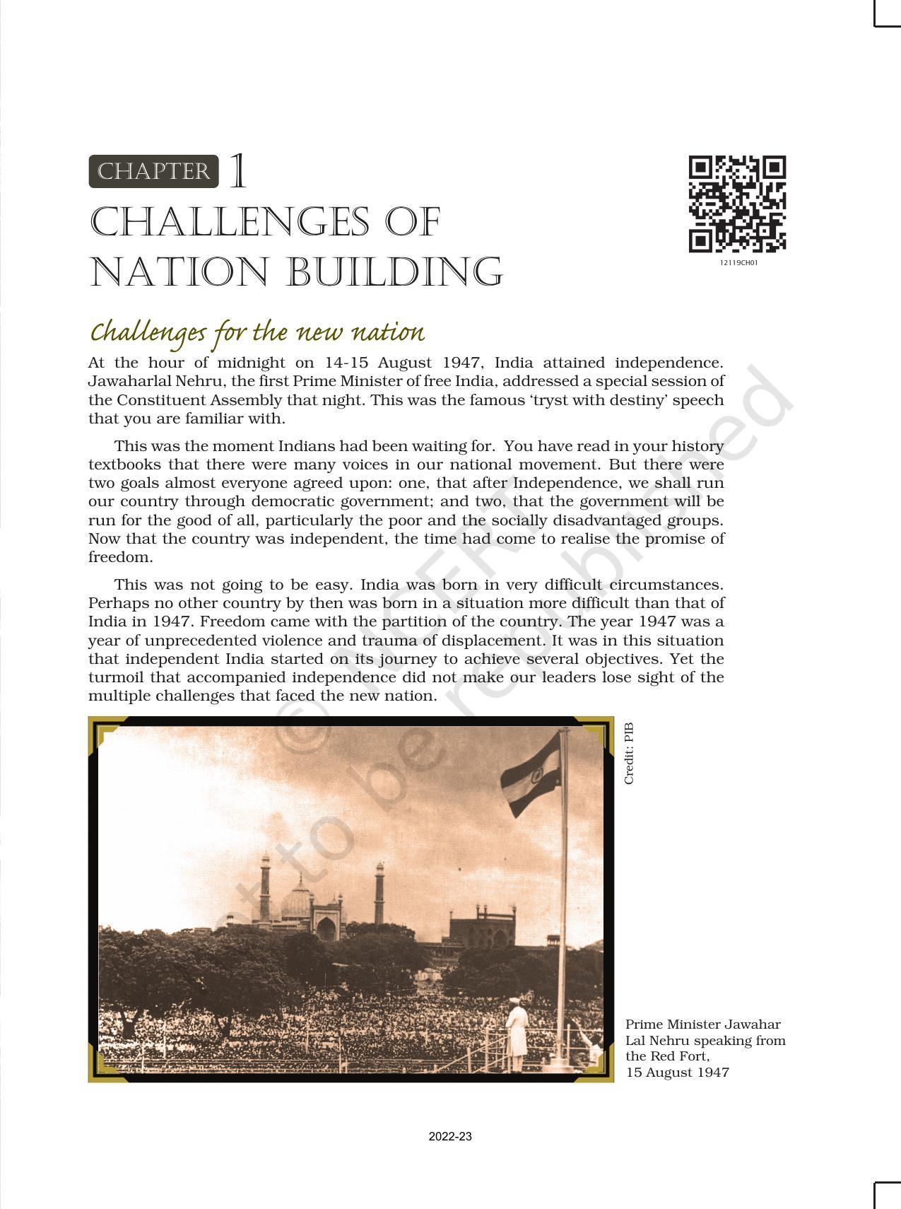 NCERT Book for Class 12 Political Science Chapter 1 Challenges
