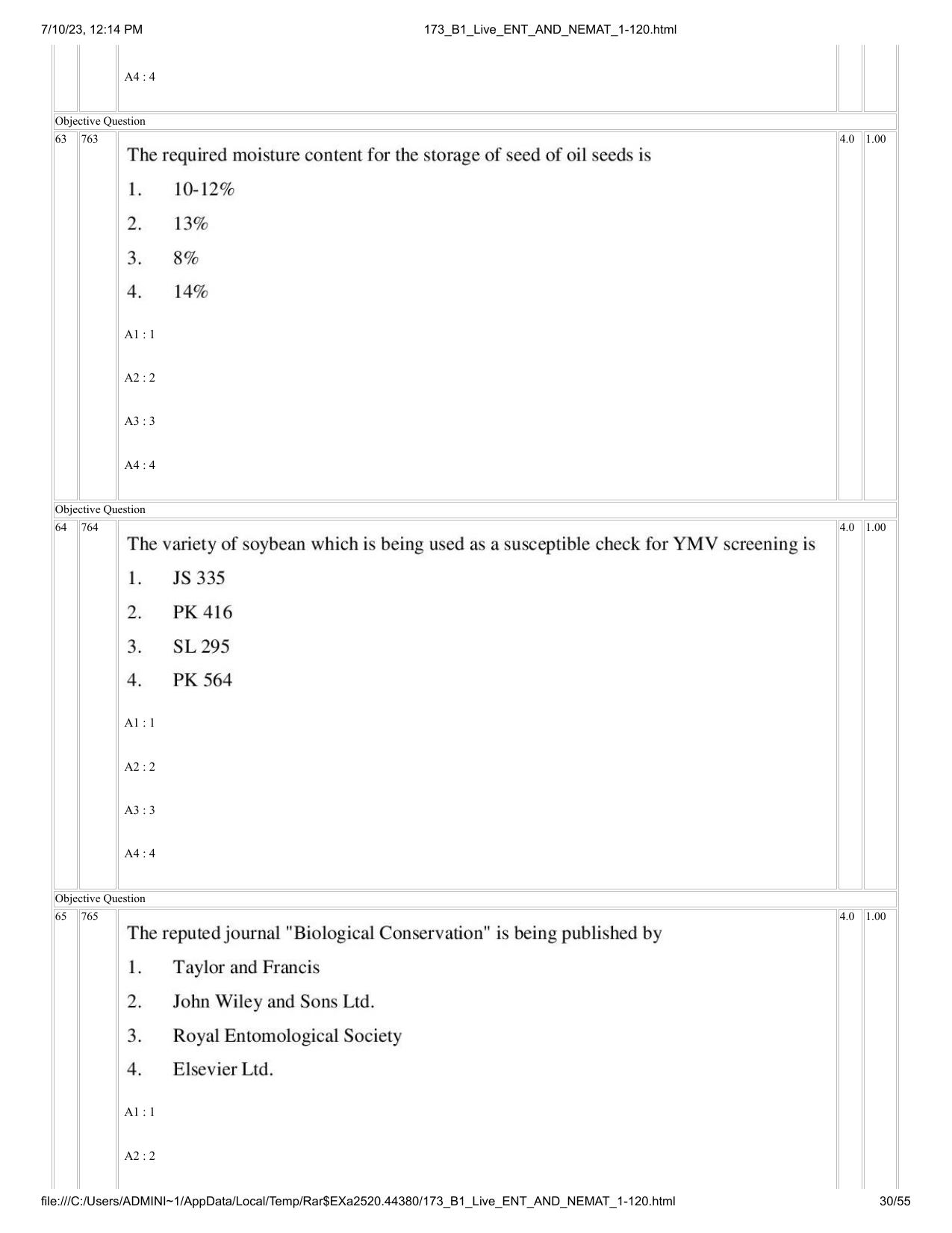 ICAR AIEEA PG 2023 ENTOMOLOGY AND NEMATOLOGY Question Paper - IndCareer ...
