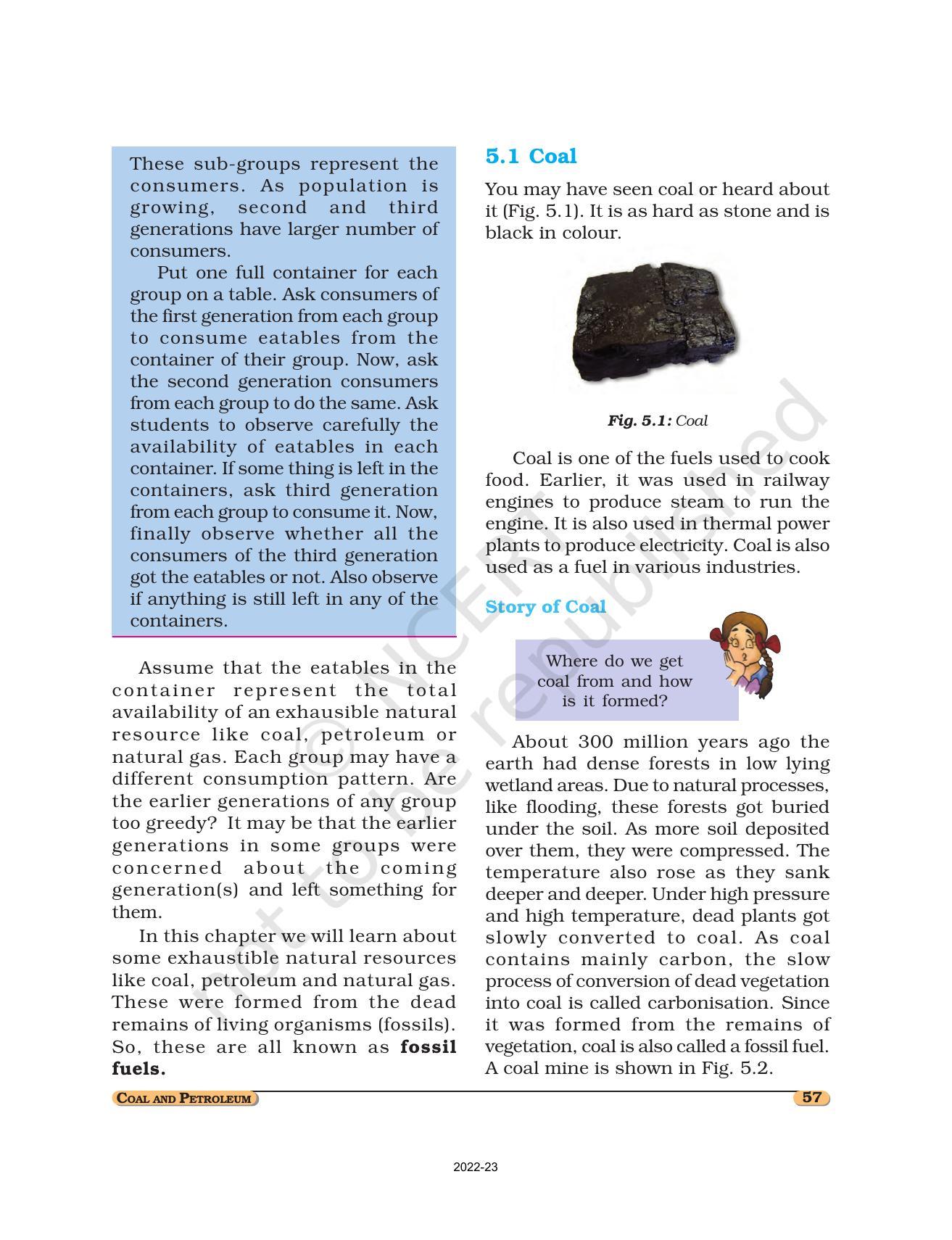 NCERT Book for Class 8 Science Chapter 5 Coal and Petroleum