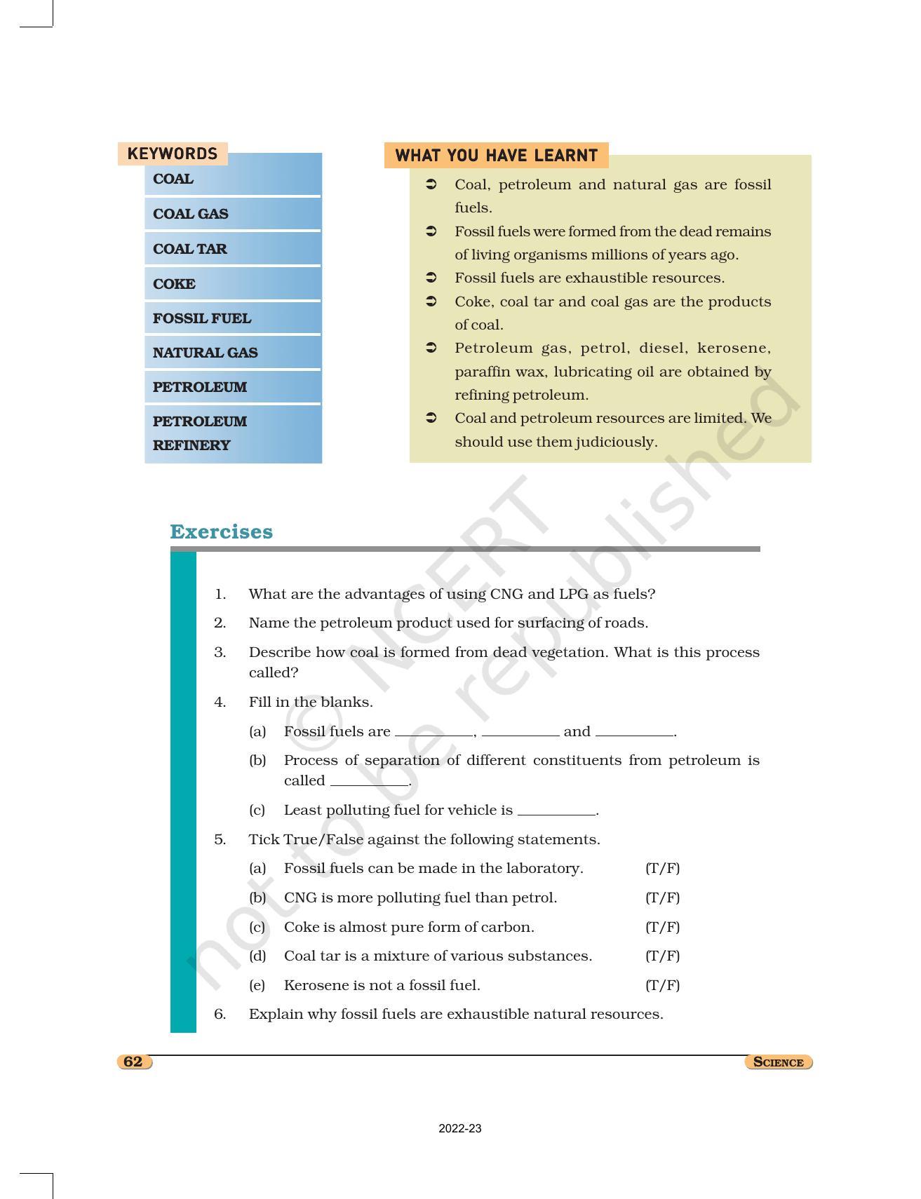 NCERT Book for Class 8 Science Chapter 5 Coal and Petroleum