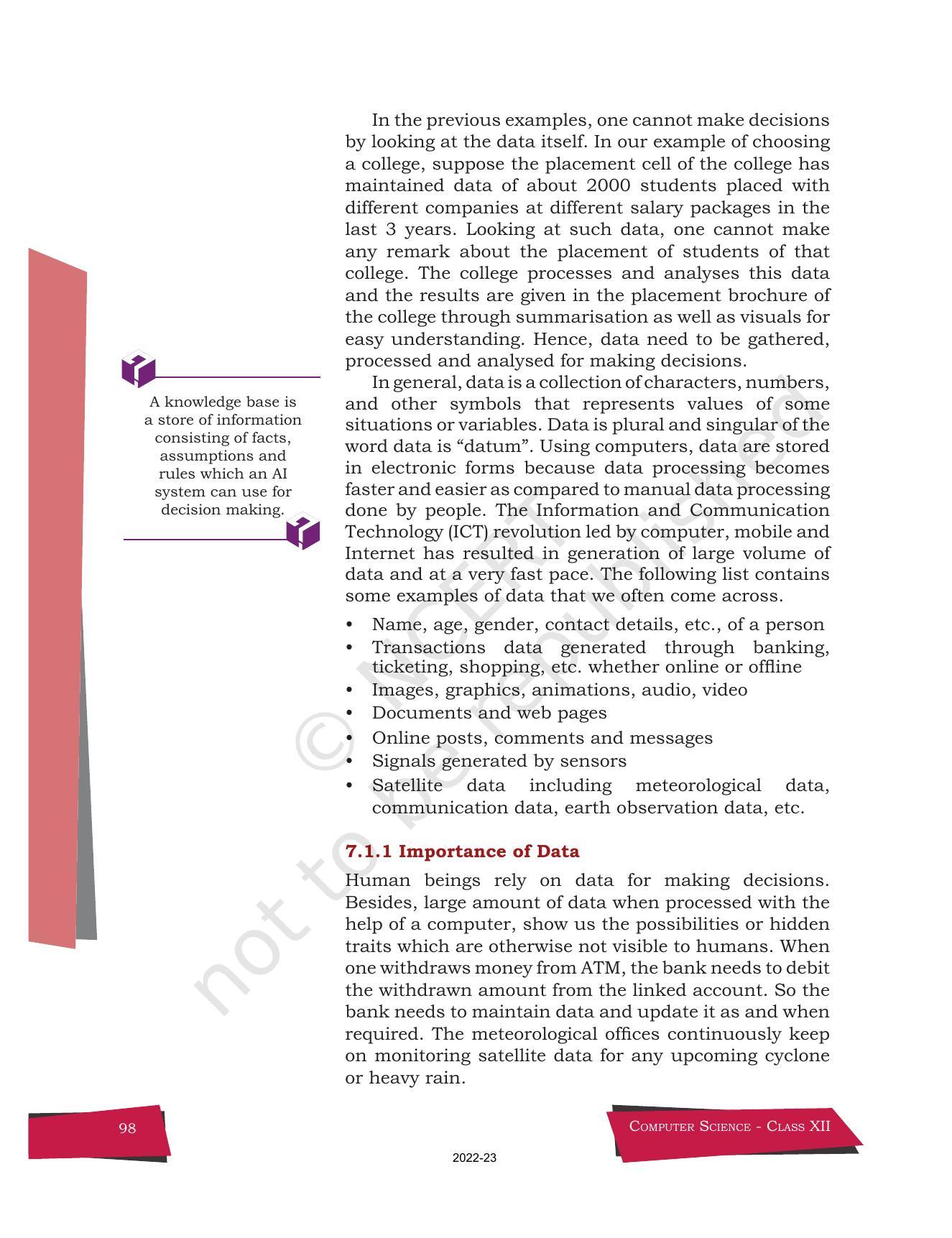 Ncert Book For Class 12 Computer Science Chapter 7 Understanding Data