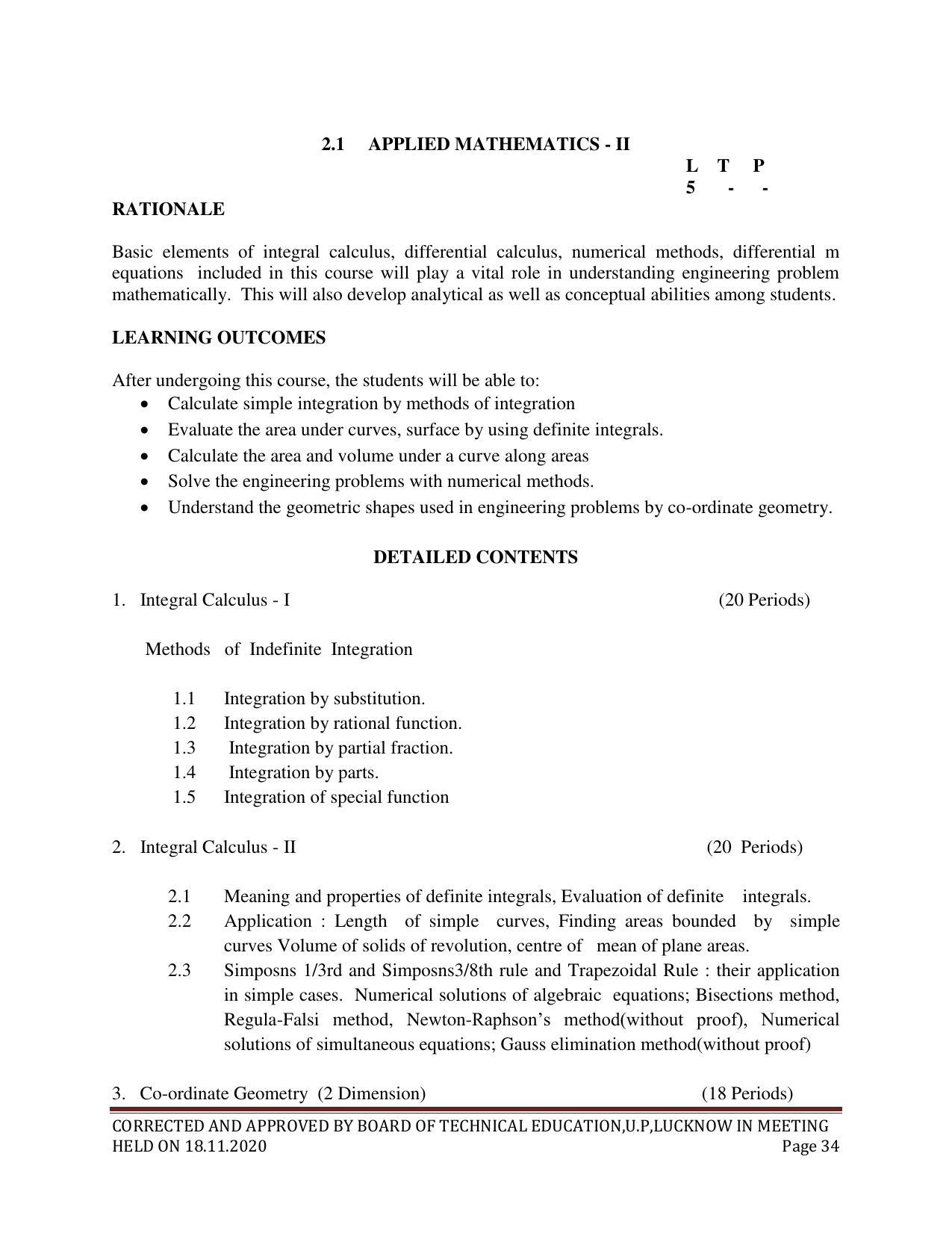 SYLLABUS FOR FIRST SEMESTER SESSION (2020-2021) - SIX SEMESTER DIPLOMA ...