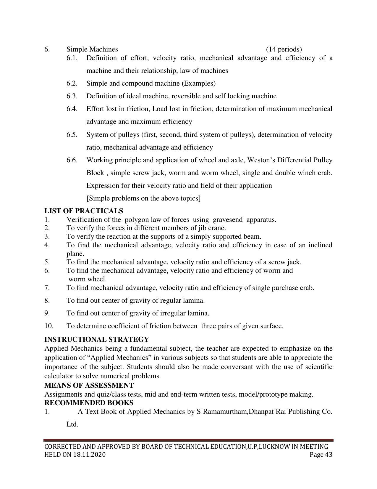 SYLLABUS FOR FIRST SEMESTER SESSION (2020-2021) - SIX SEMESTER DIPLOMA ...