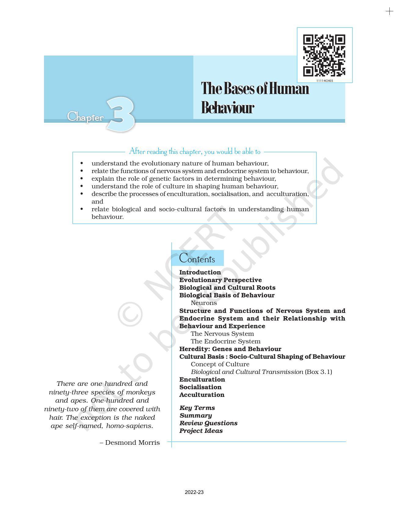 NCERT Book for Class 11 Psychology Chapter 3 The Bases