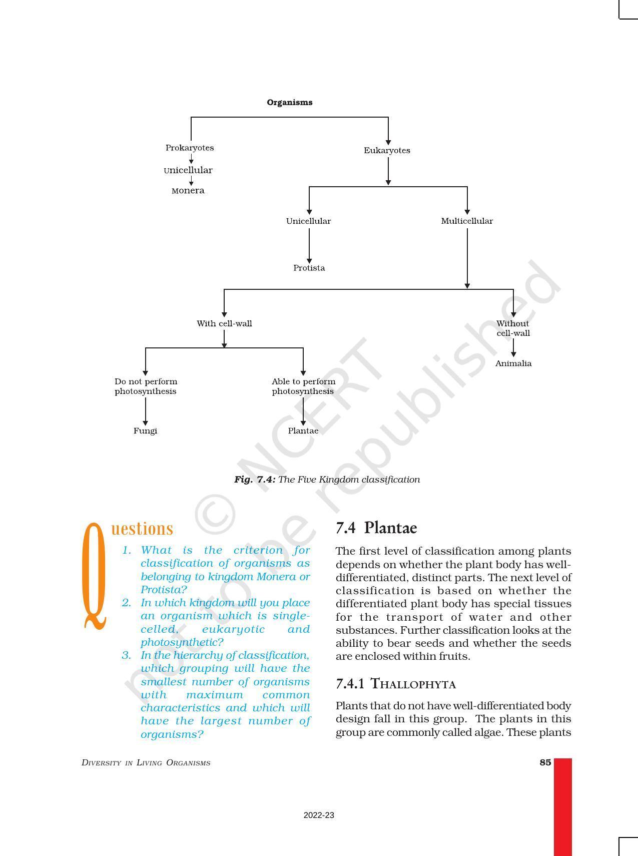 NCERT Book for Class 9 Science Chapter 7 Diversity in Living