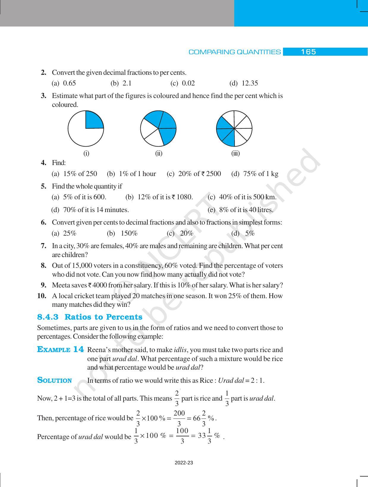 NCERT Book For Class 7 Maths Chapter 8 Comparing Quantities NCERT Book For Class 7 Maths Chapter 8 Comparing Quantities