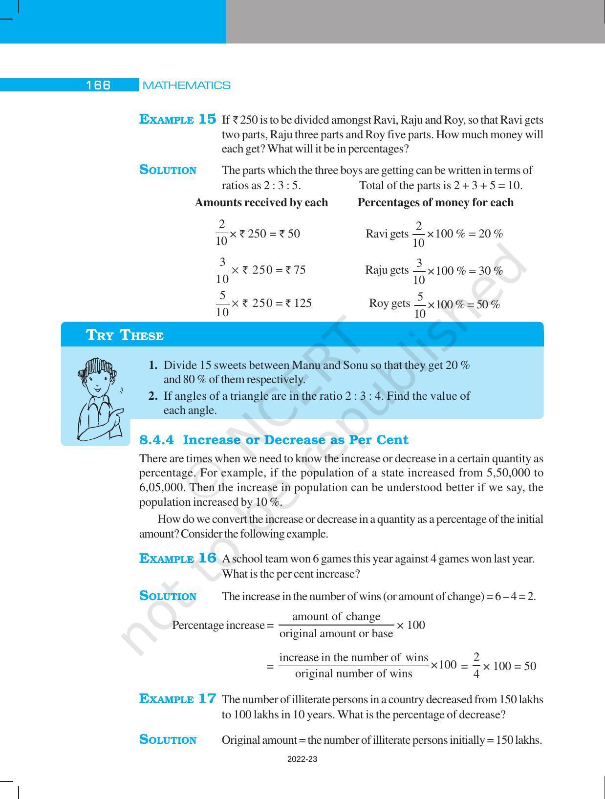 NCERT Book for Class 7 Maths: Chapter 8-Comparing Quantities ...