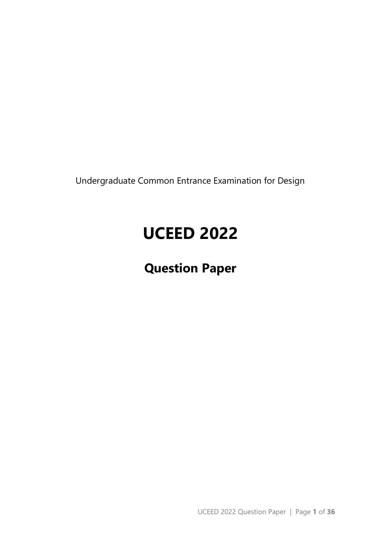 UCEED 2022 Question Paper - IndCareer Docs