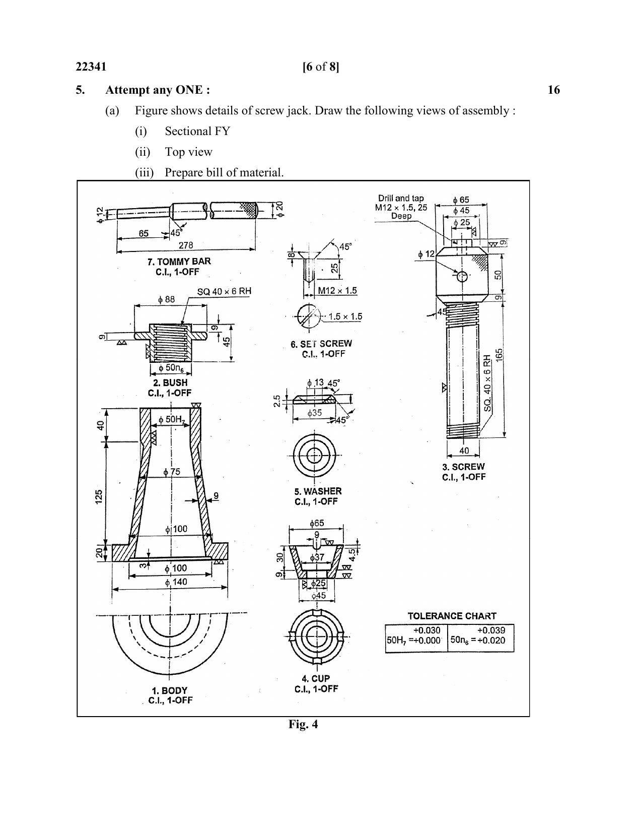 MSBTE Question Paper - 2019 - Mechanical working Drawing - IndCareer Docs
