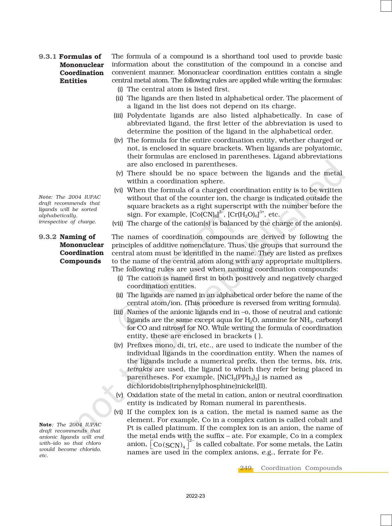 NCERT Book for Class 12 Chemistry Chapter 9 Coordination Compounds ...