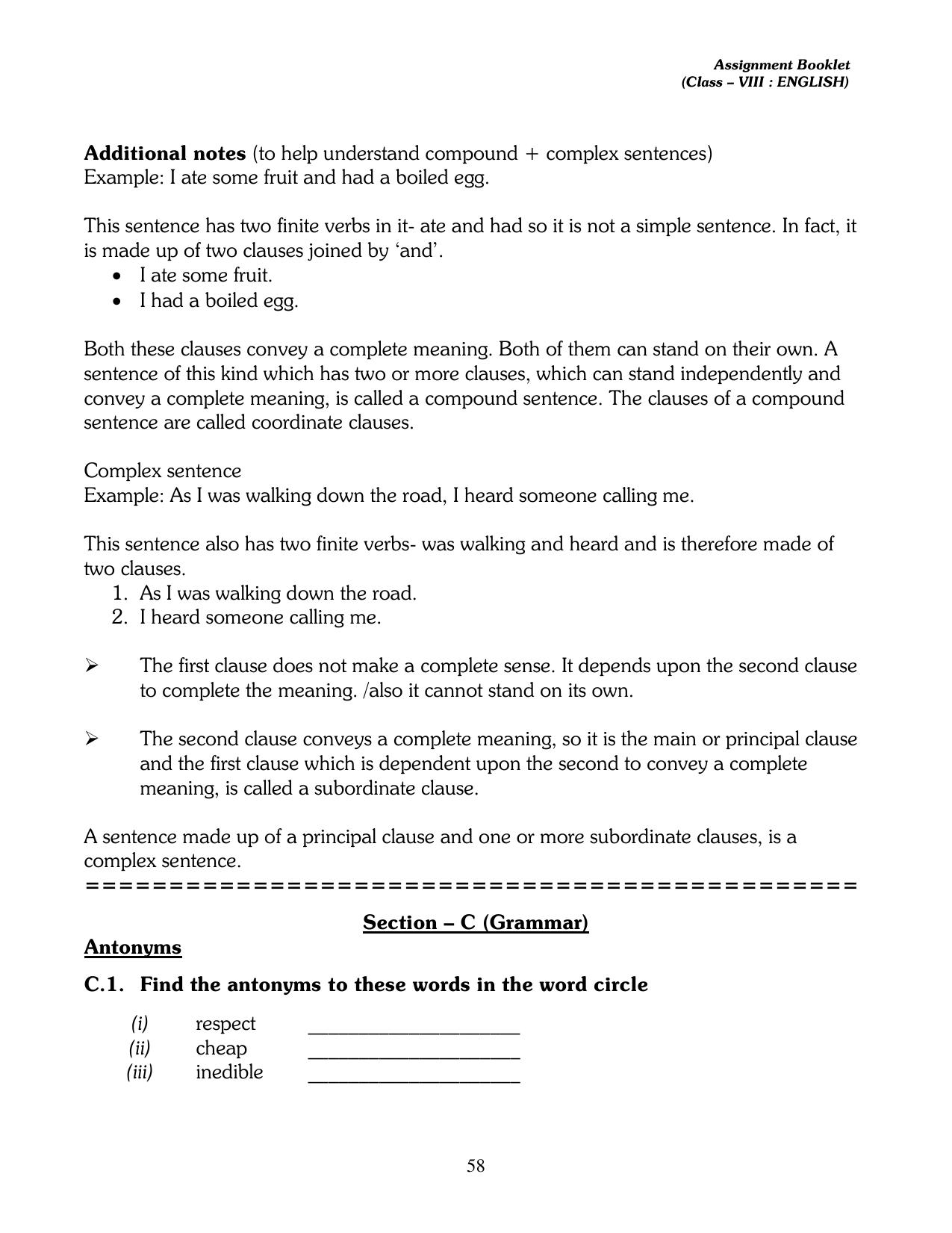 CBSE Worksheets for Class 8 English Assignment 16 - IndCareer Docs