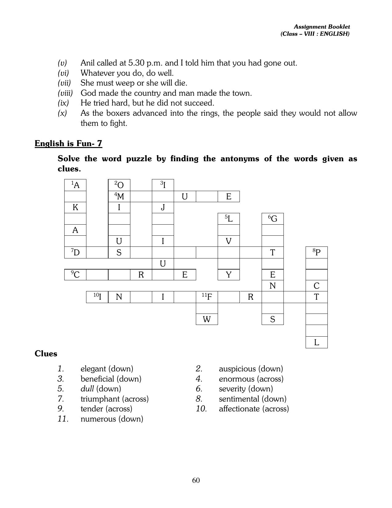 CBSE Worksheets for Class 8 English Assignment 16 - IndCareer Docs