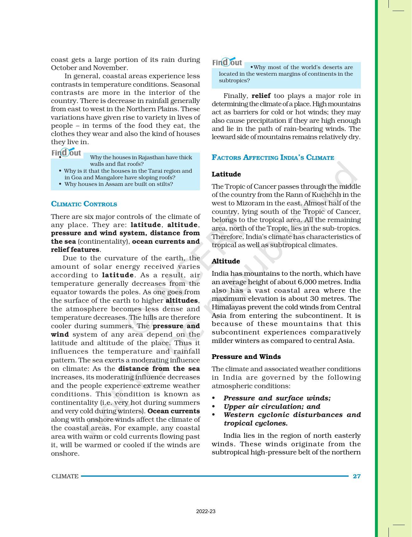NCERT Book for Class 9 Geography Chapter 4 Climate
