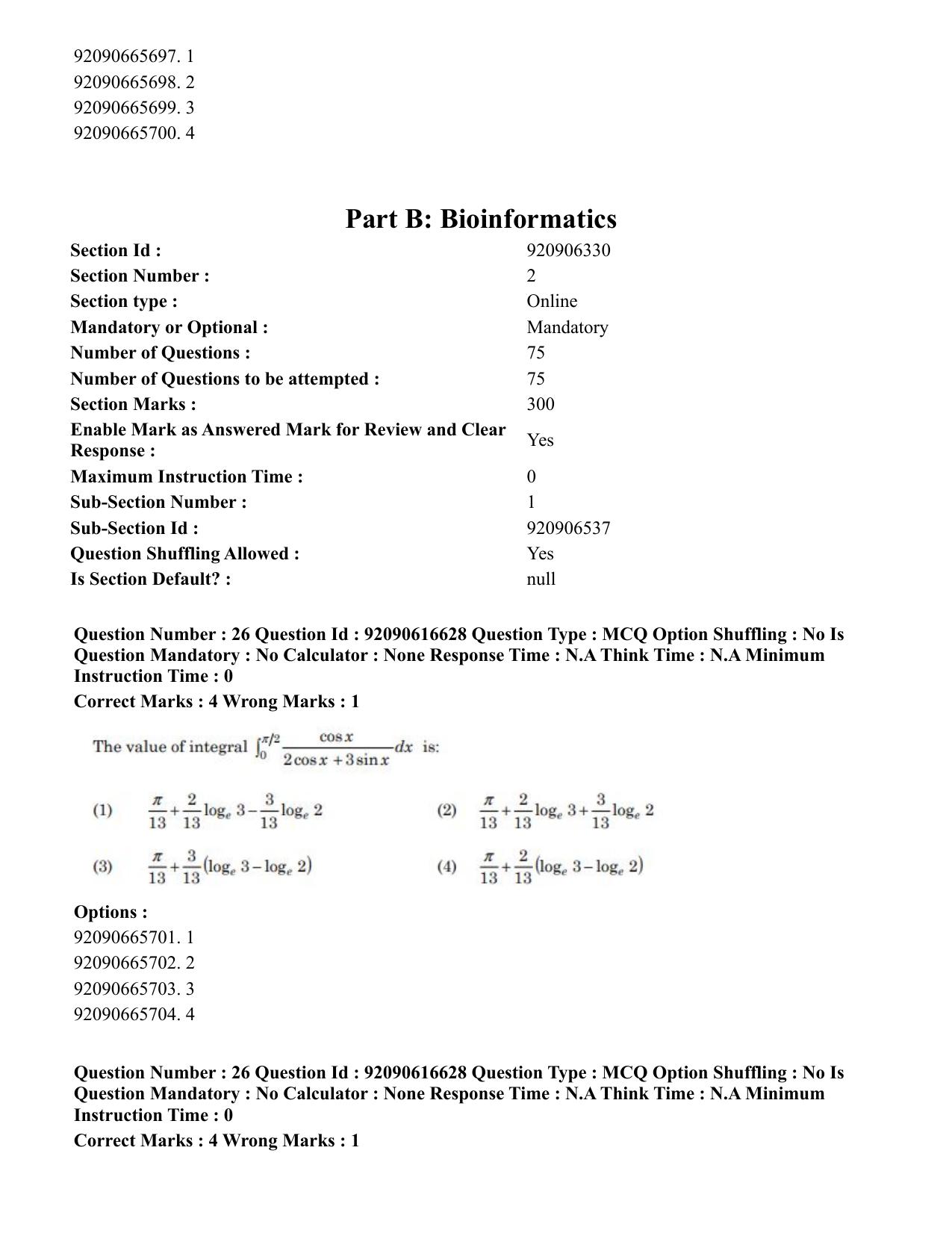 CUET PG 2023: SCQP06 – Bioinformatics(ENG)-shift 1 (14-06-2023 ...
