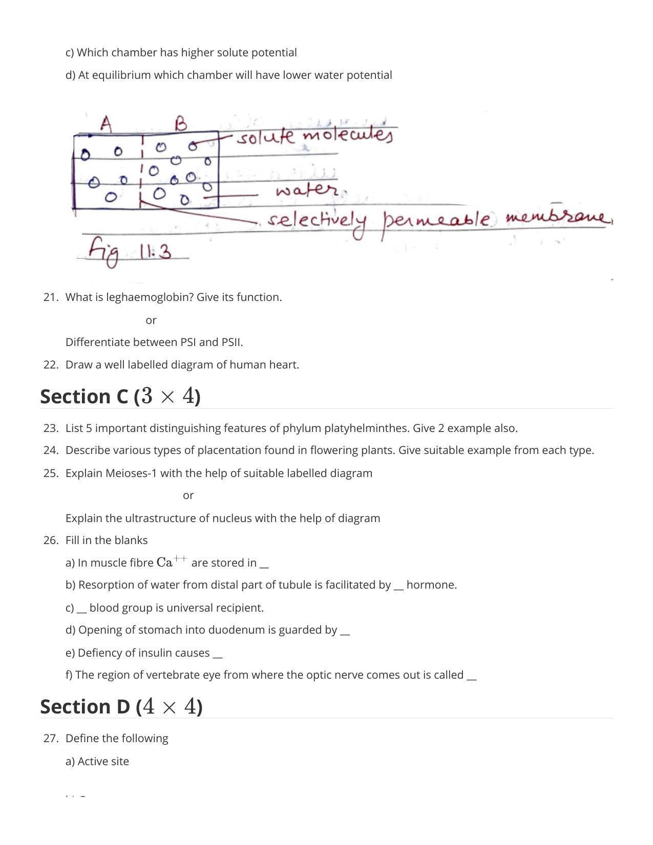 HP Board Class 11 Biology Model Paper - IndCareer Schools
