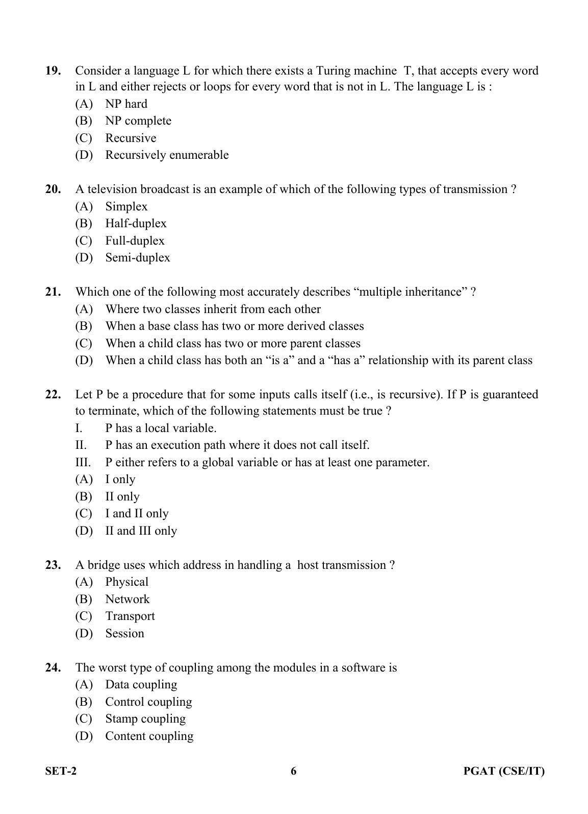 OJEE PGAT 2013 CSE IT SET 2 Question Paper - IndCareer Docs