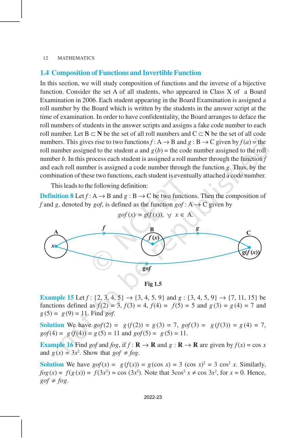 NCERT Book for Class 12 Maths Chapter 1 Relation and Functions - IndCareer Docs