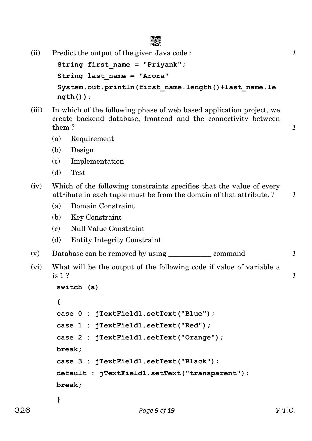 CBSE Class 12 326_Information Technology 2023 Question Paper - IndCareer Docs
