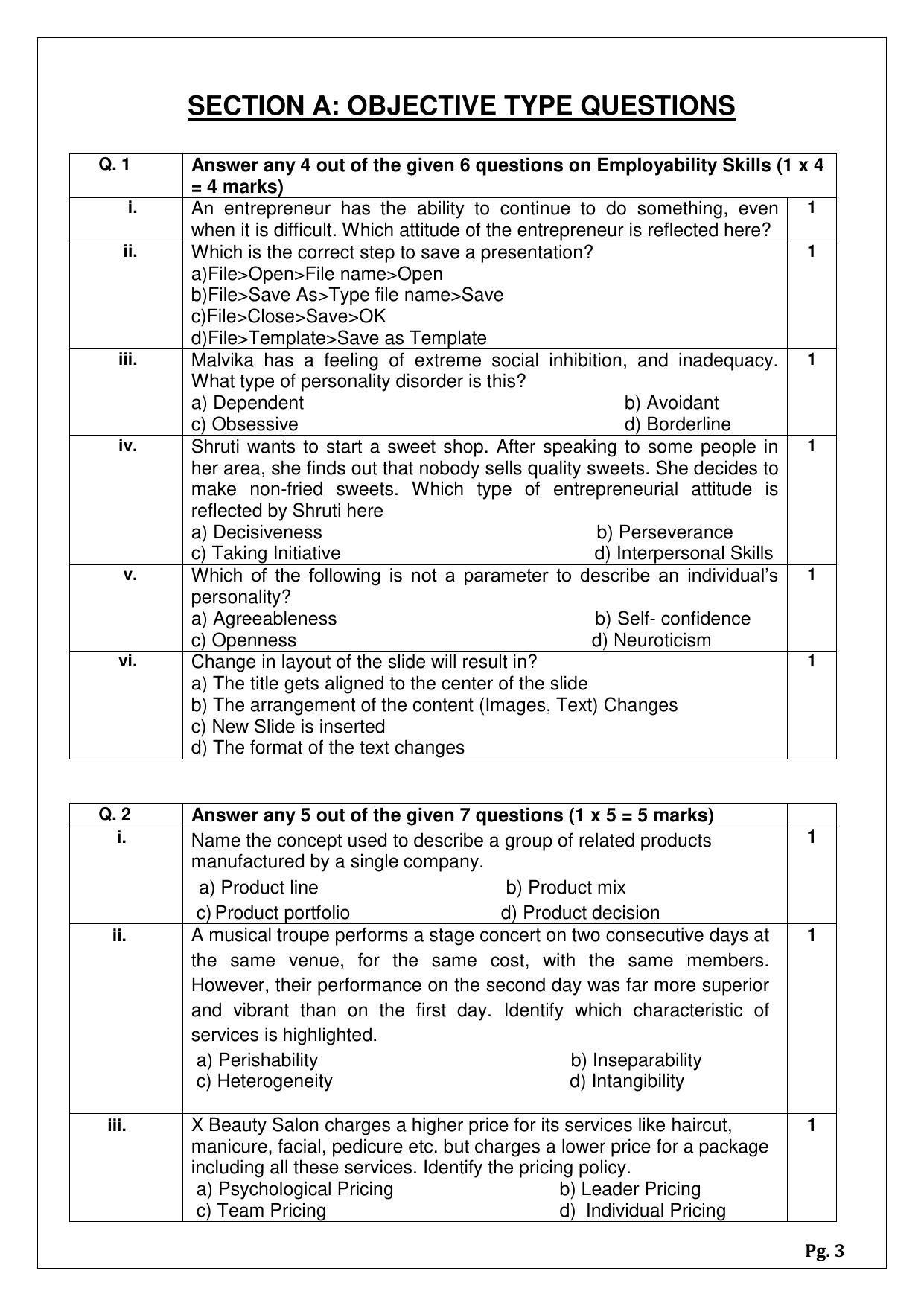 CBSE Class 12 Marketing Sample Paper - IndCareer Schools