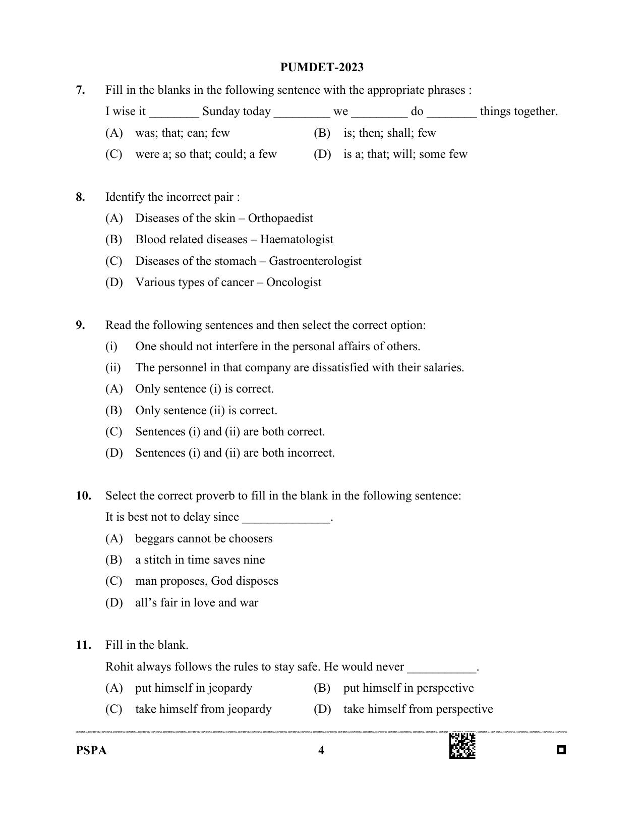 PUBDET 2023 philosophy/Sociology/Performing Arts Question Paper ...