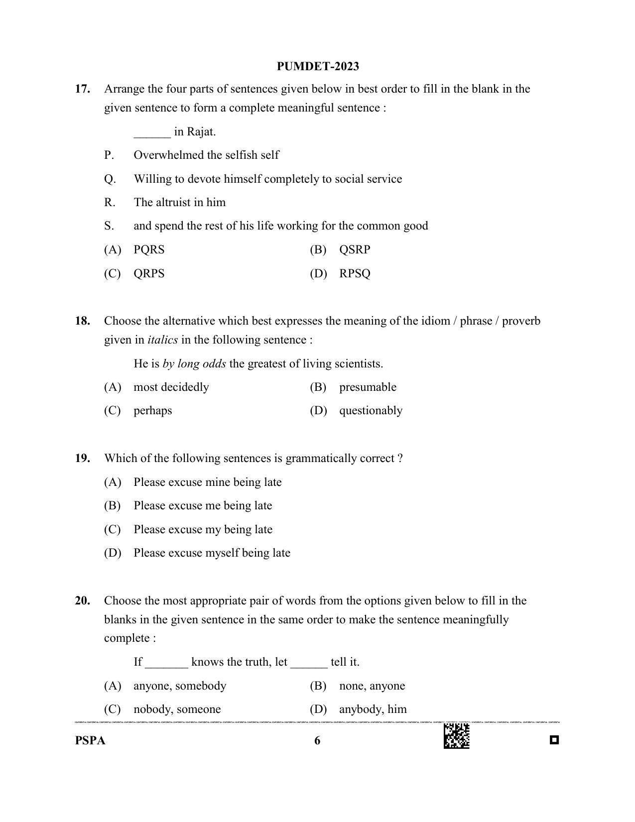 PUBDET 2023 philosophy/Sociology/Performing Arts Question Paper ...