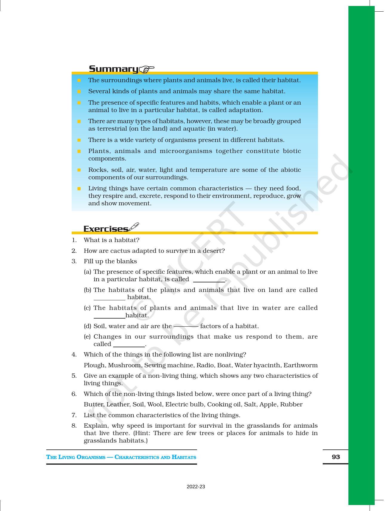 NCERT Book for Class 6 Science: Chapter 9-The Living Organisms and ...