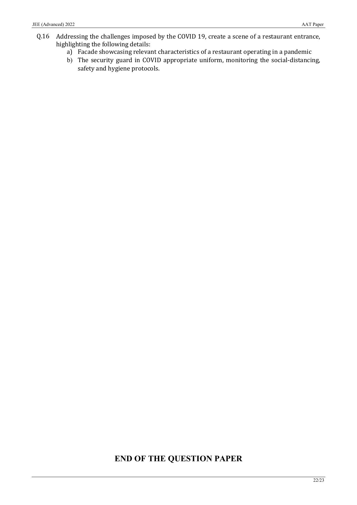 JEE Advanced AAT 2022 Question Paper - IndCareer Docs