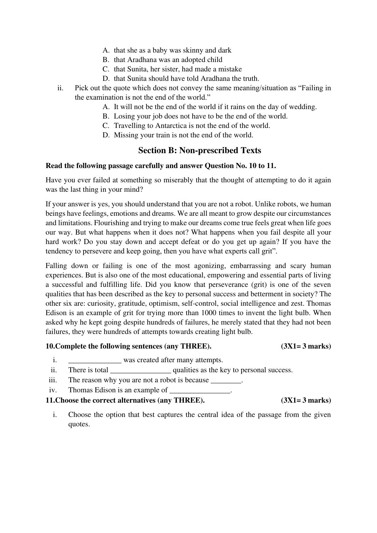 NIOS Class 12 English Sample Paper - IndCareer Docs