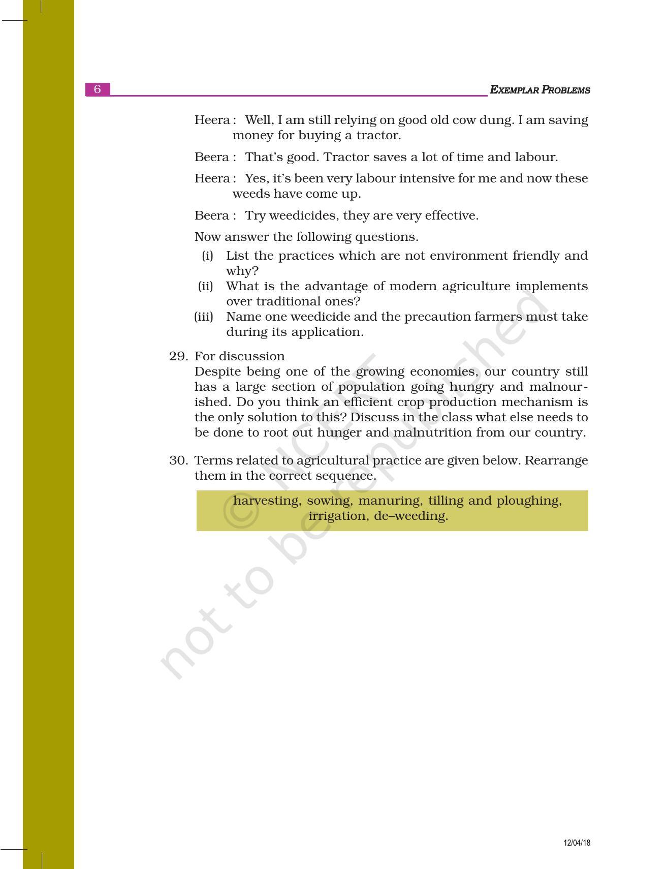 NCERT Exemplar Book for Class 8 Science Chapter 1 Crop Production and ...