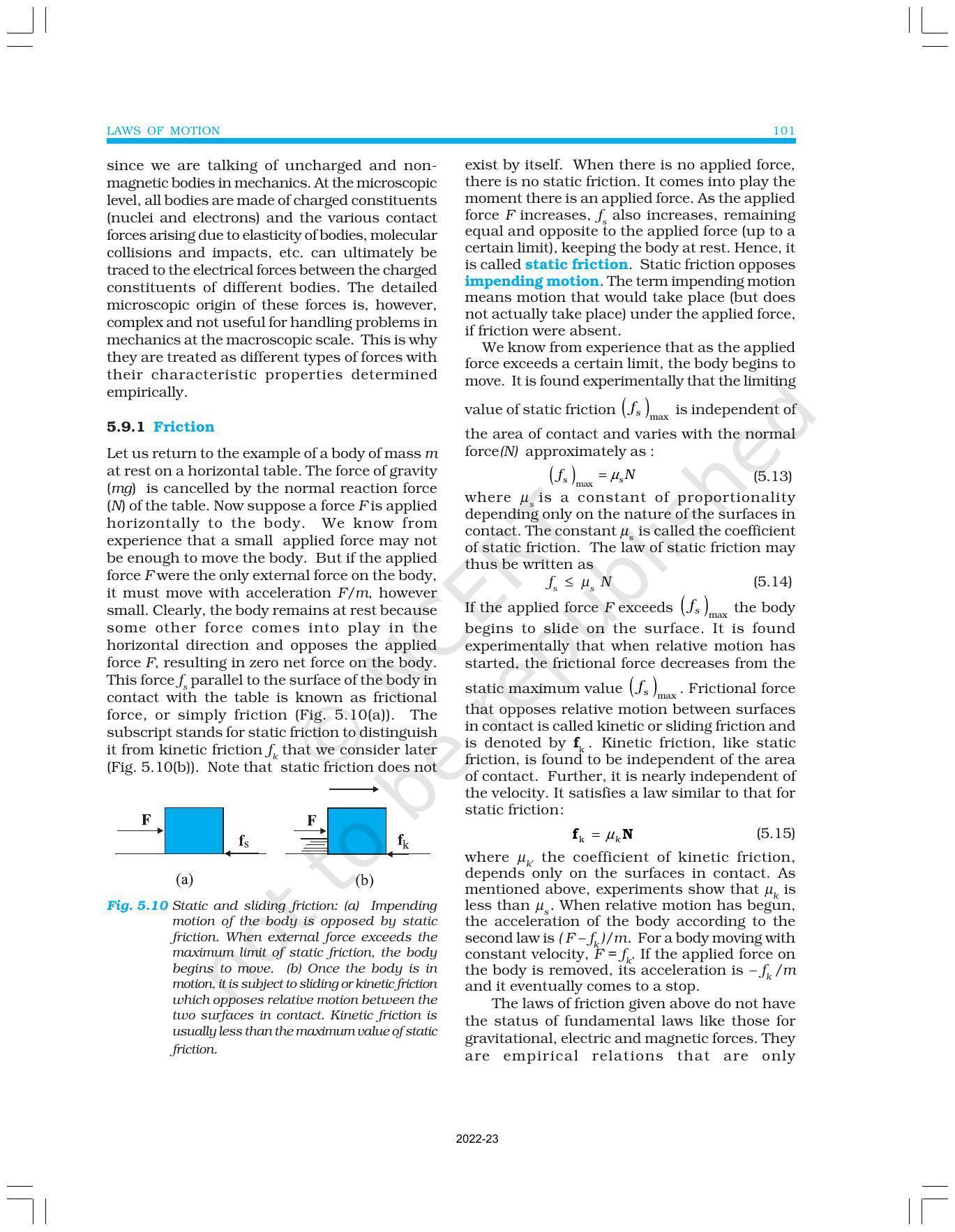 NCERT Book for Class 11 Physics Chapter 5 Laws of Motion