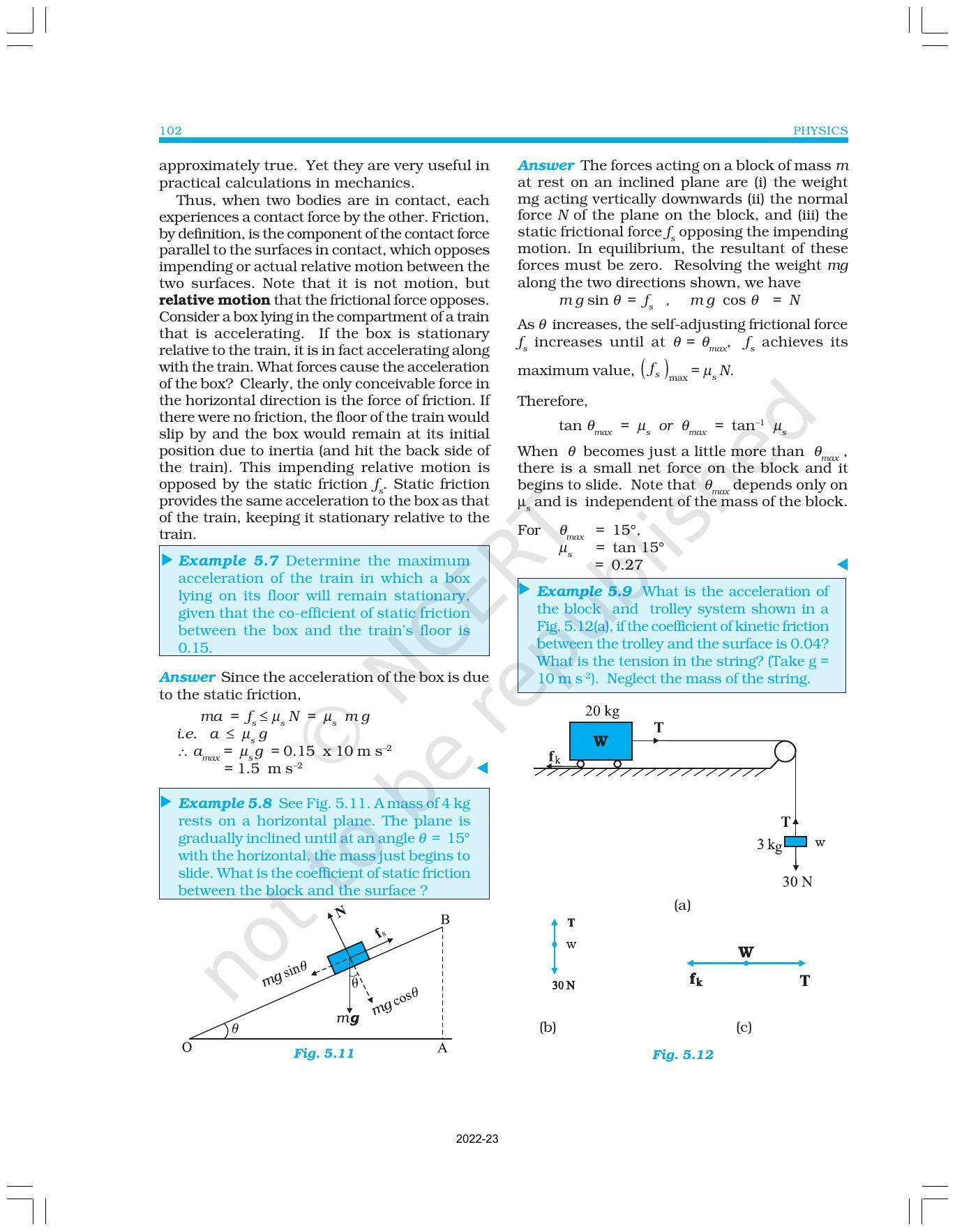 NCERT Book for Class 11 Physics Chapter 5 Laws of Motion