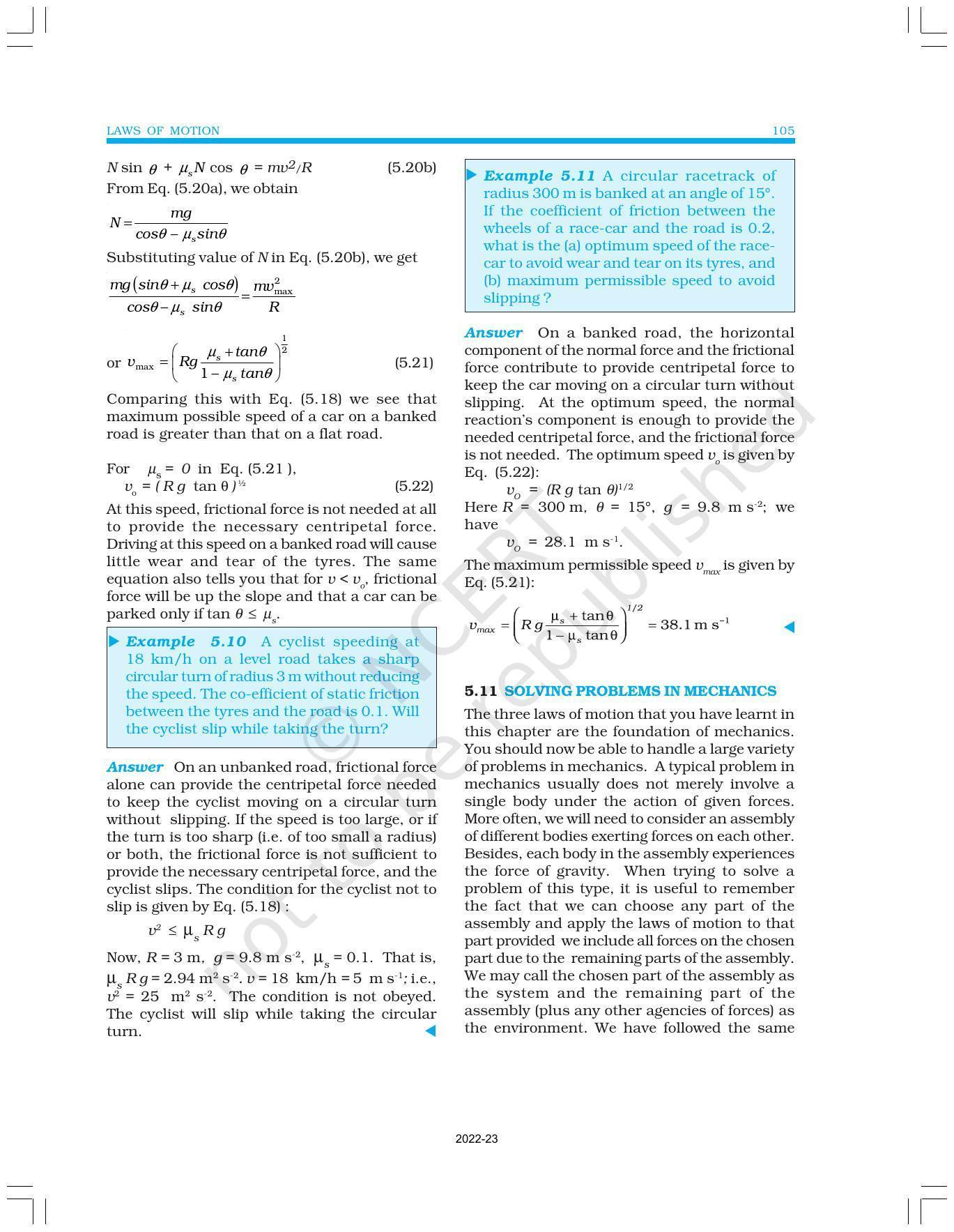 NCERT Book for Class 11 Physics Chapter 5 Laws of Motion