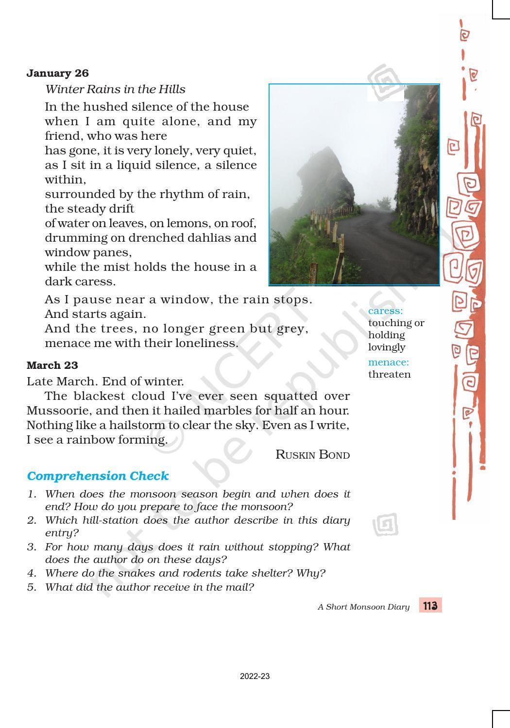 NCERT Book for Class 8 English Chapter 8 A Short Monsoon Diary