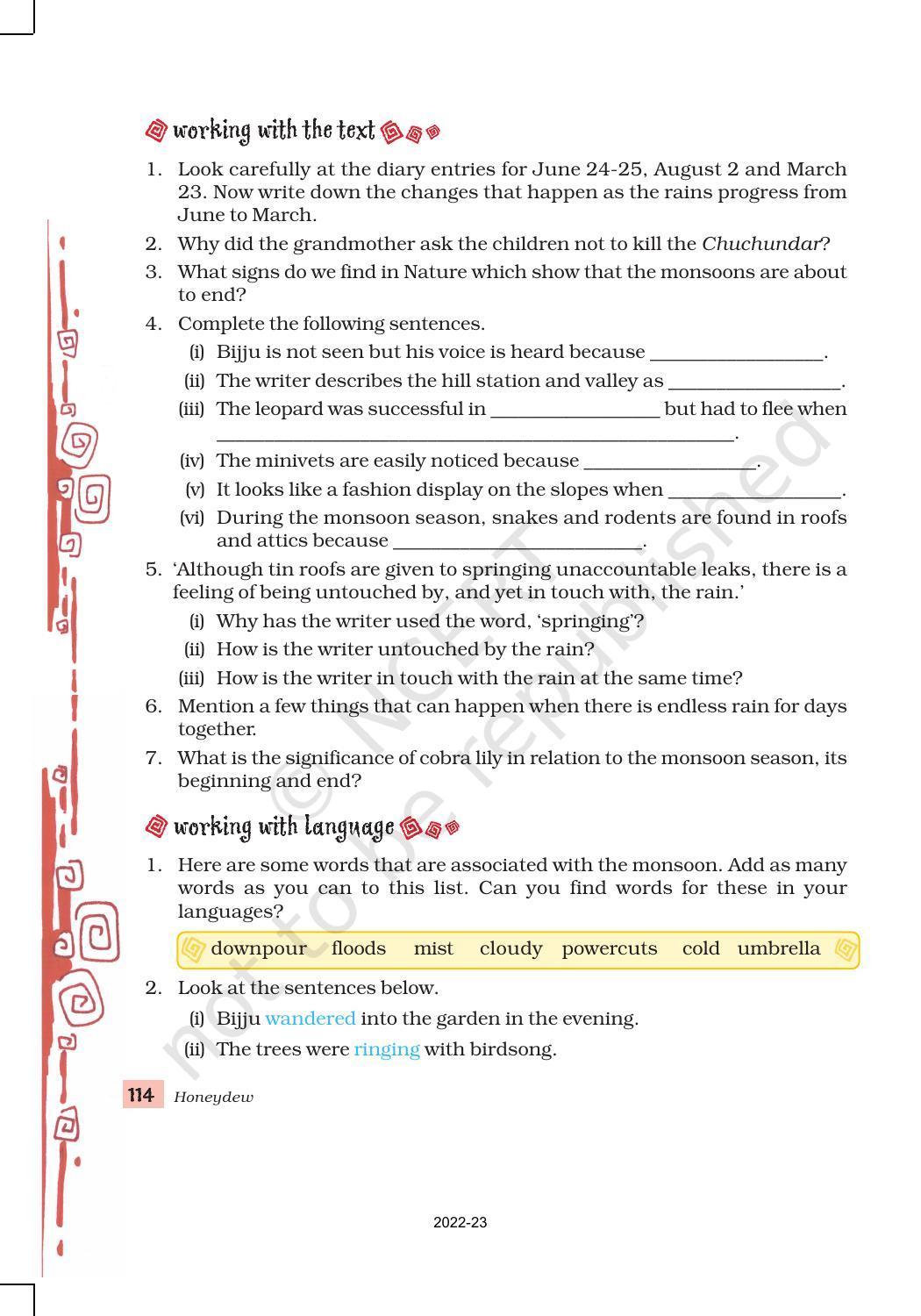 NCERT Book for Class 8 English Chapter 8 A Short Monsoon Diary
