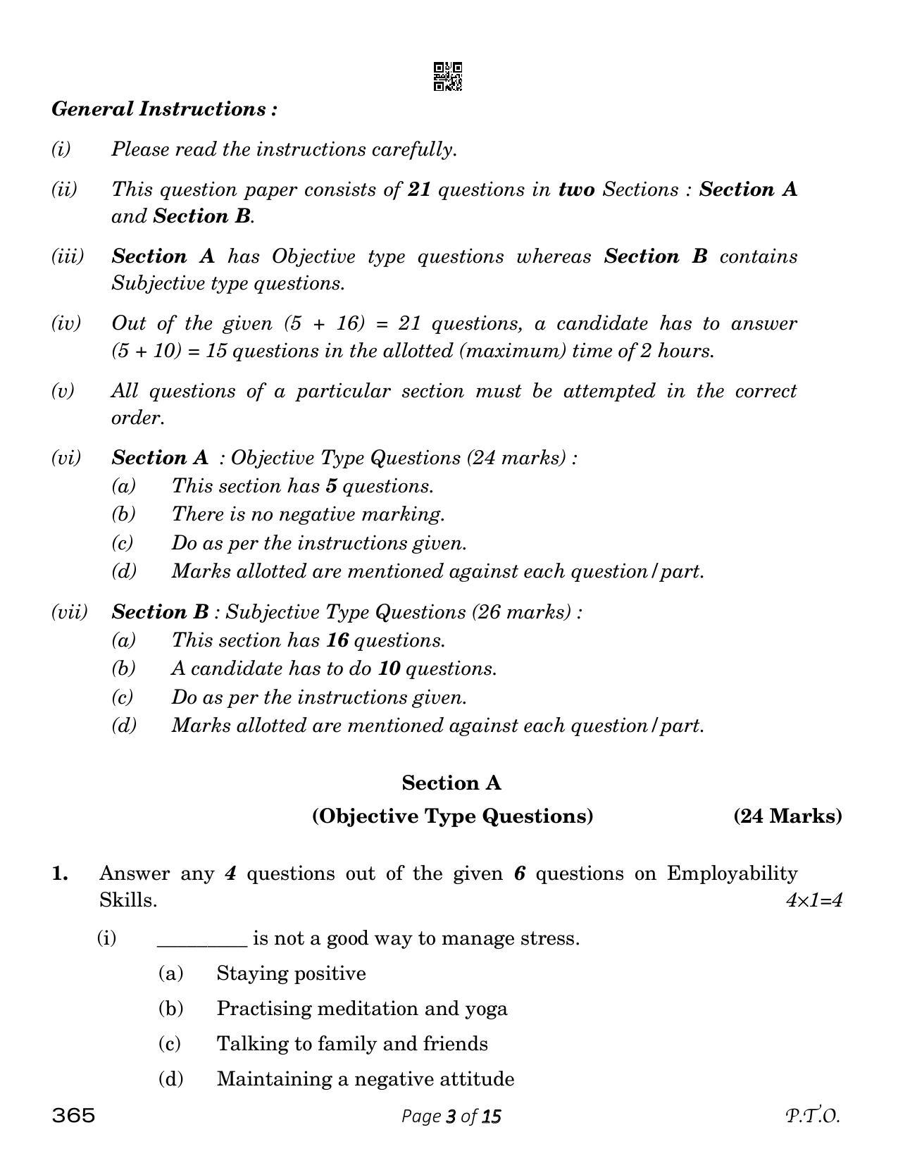 CBSE Class 12 Yoga (Compartment) 2023 Question Paper - IndCareer Docs