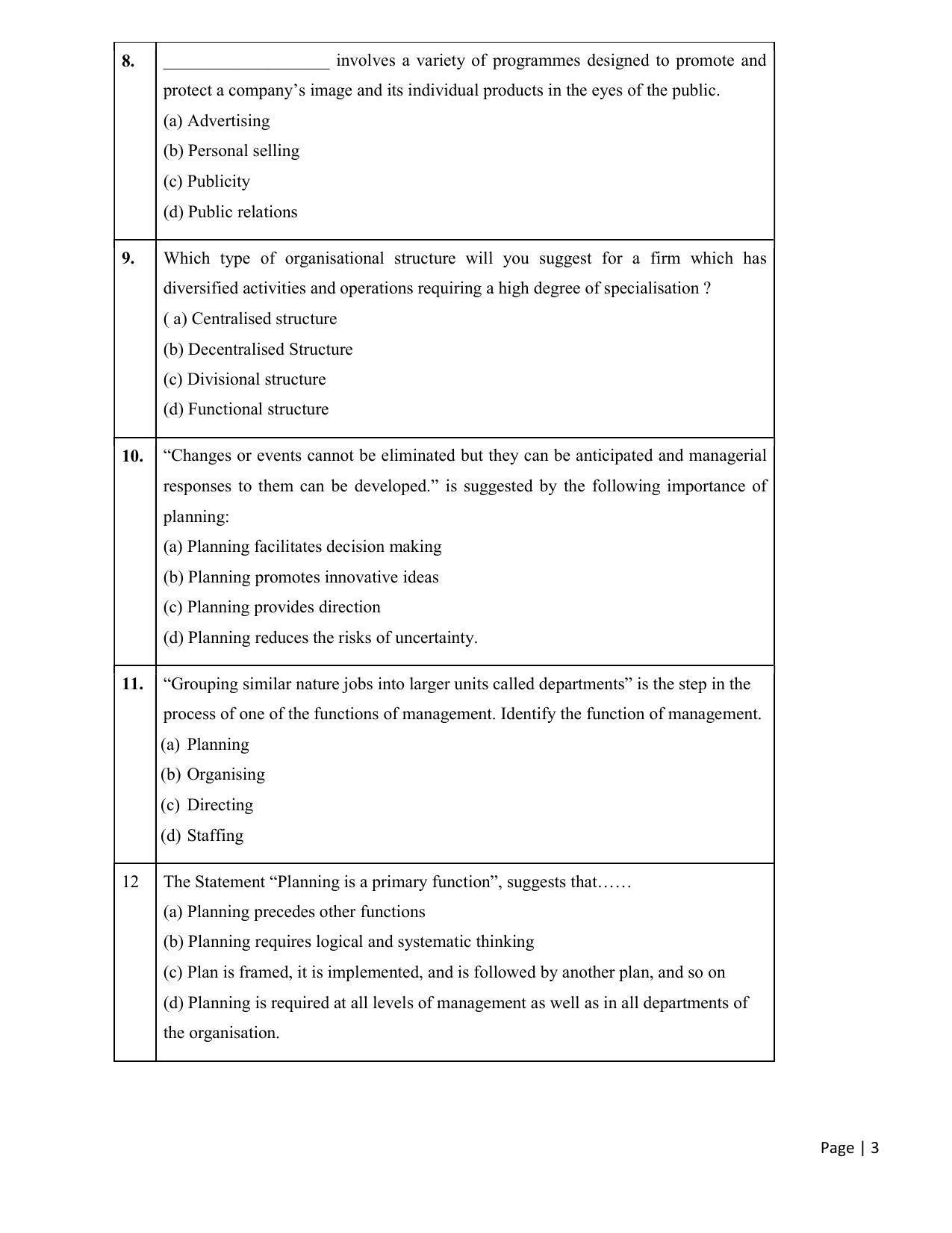 CBSE Class 12th Business Studies Sample Question Paper 2021-22 ...