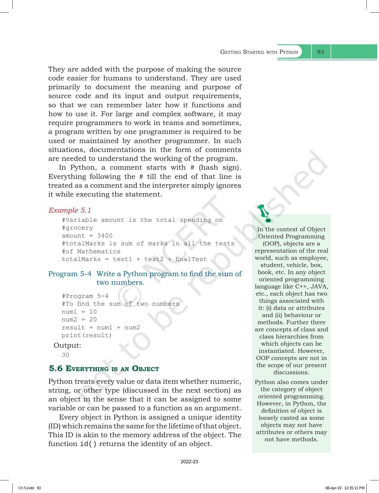 Ncert Book For Class 11 Computer Science Chapter 5 Getting Started With