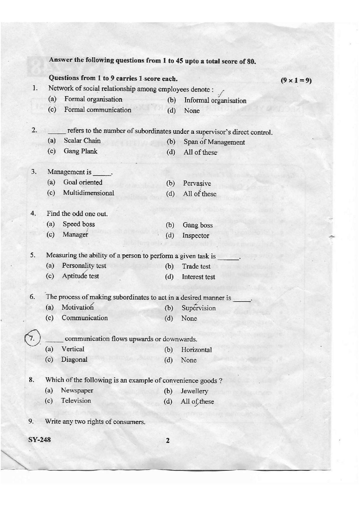 Kerala Plus Two 2021 Business Studies Annual Question Paper - IndCareer ...