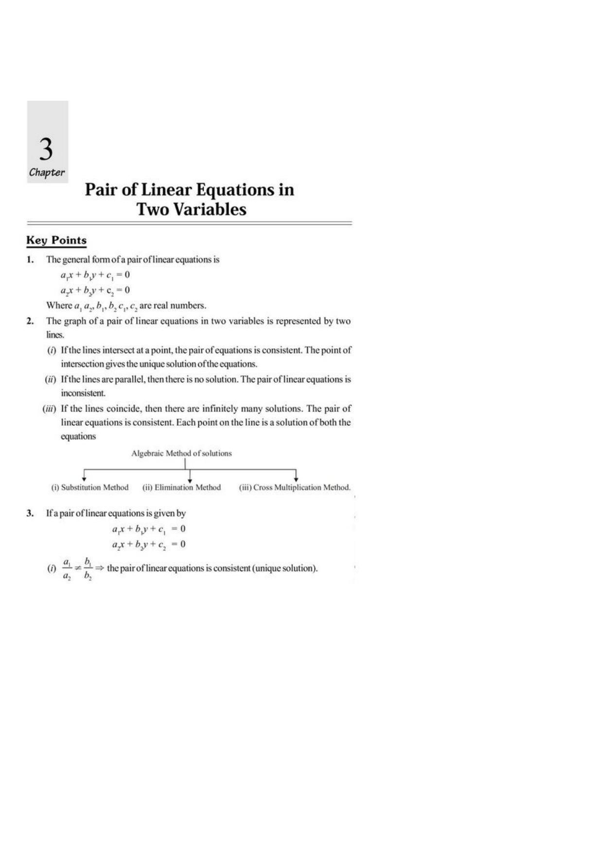 Class 10 Notes, Question & Practice Paper - Mathematics (Topic 3 : Pair ...
