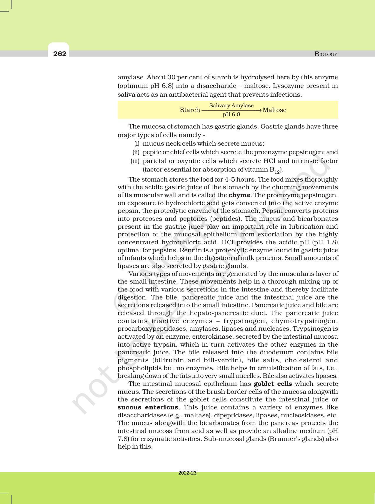NCERT Book for Class 11 Biology Chapter 16 Digestion