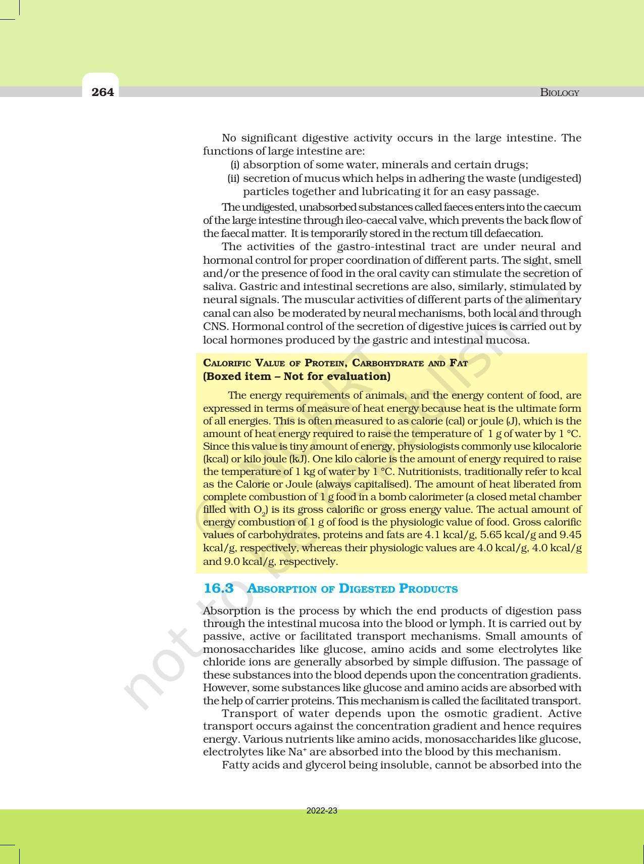 NCERT Book for Class 11 Biology Chapter 16 Digestion