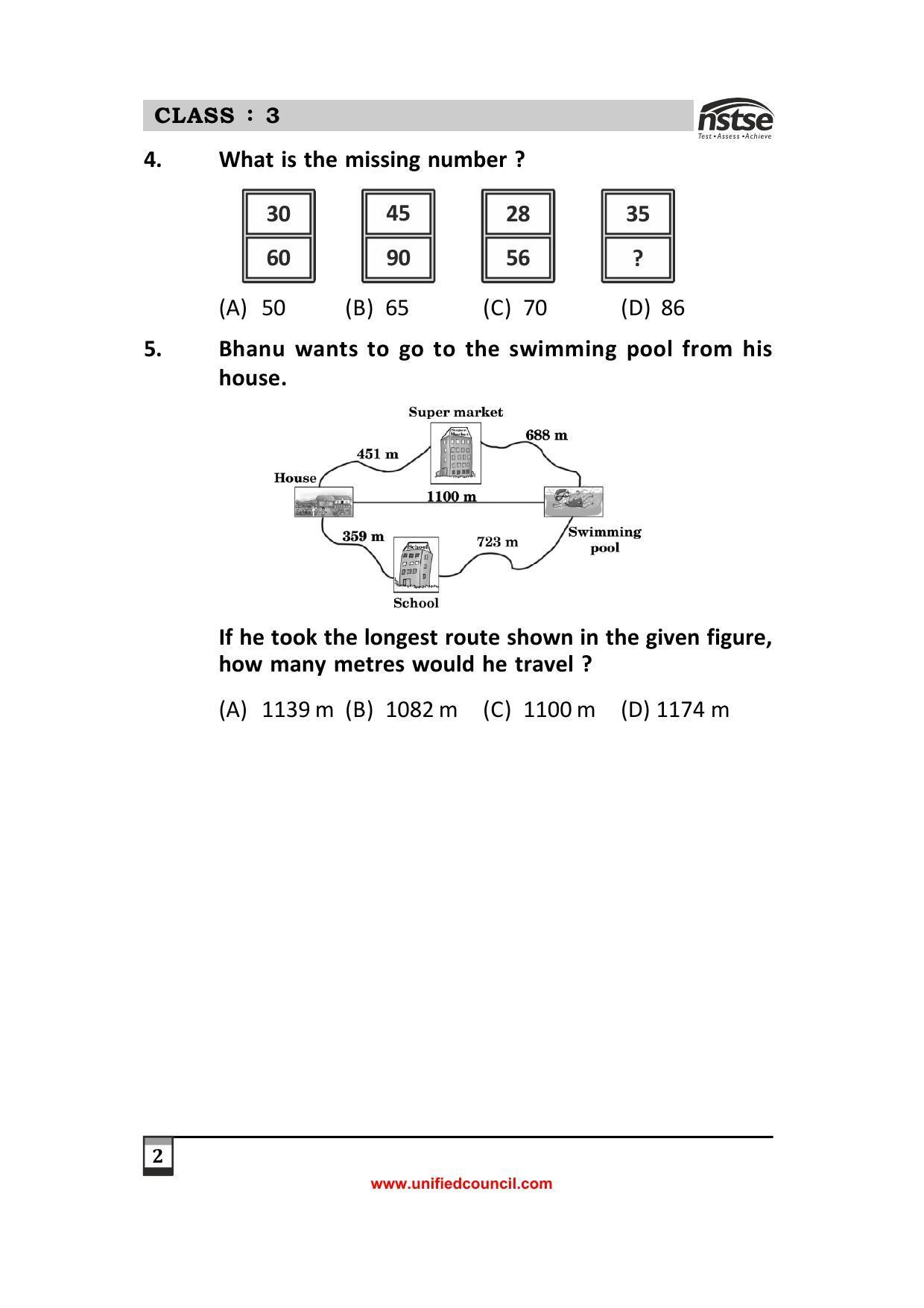 NSTSE Sample Paper for Class 3 - IndCareer Schools
