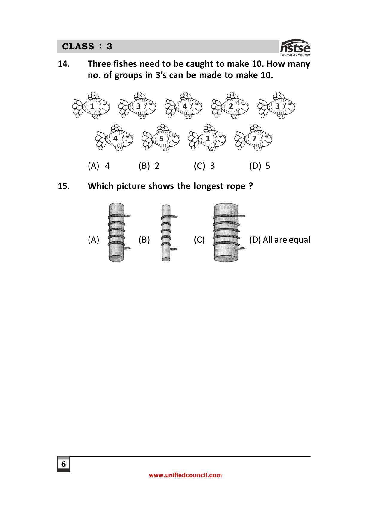 NSTSE Sample Paper for Class 3 - IndCareer Schools